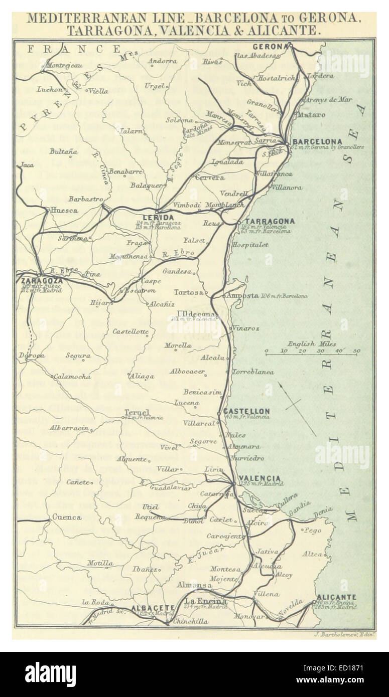 A 1895 railroad map from O'Sheas depicting the railroad network across ...