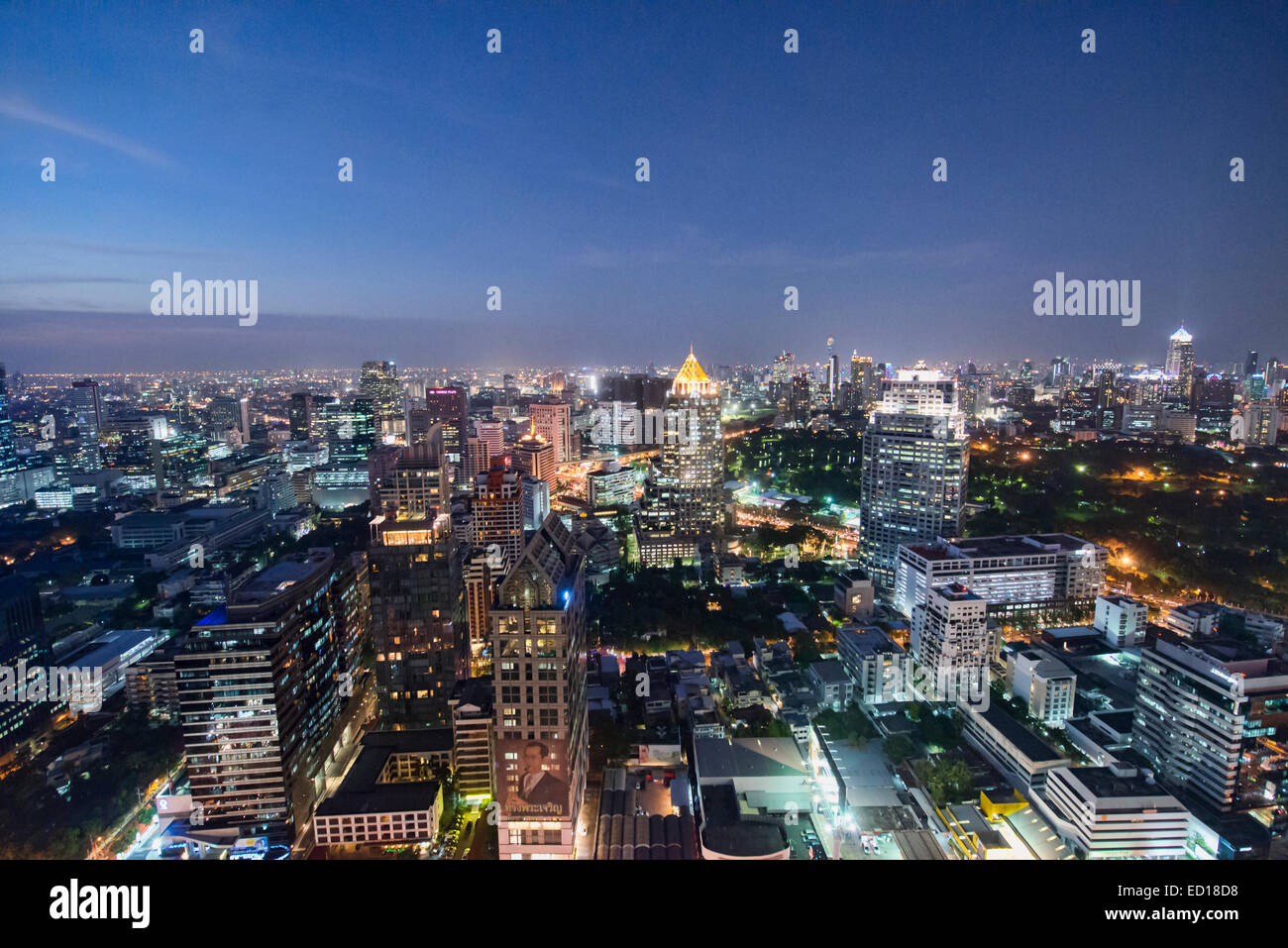 Aerial view of Bangkok cityscape at night, Thailand Stock Photo - Alamy