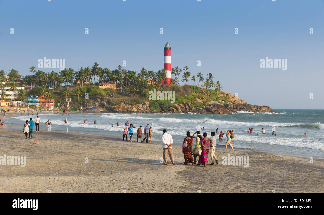 Kerala, India - Kovalam. Lighthouse Beach Stock Photo - Alamy