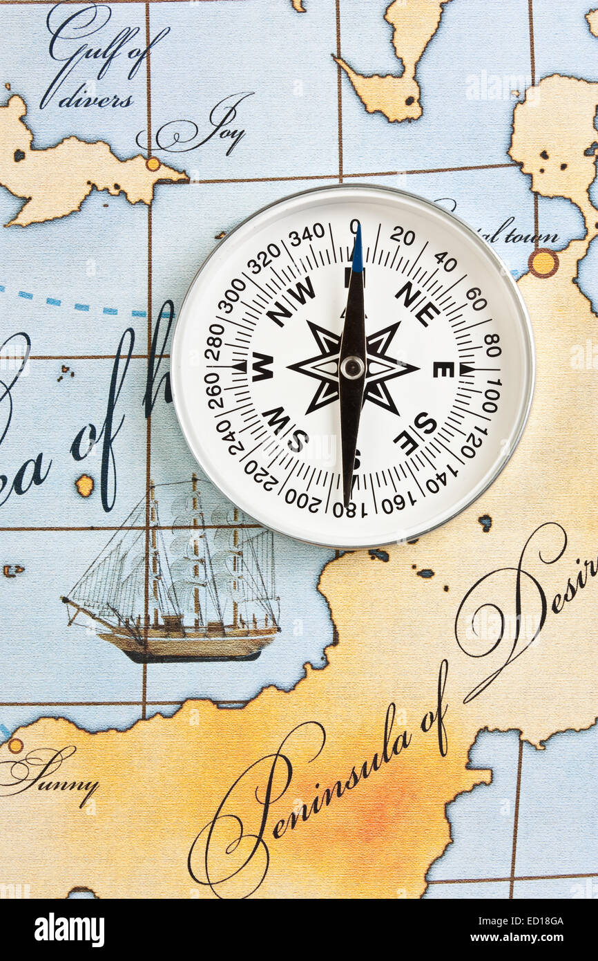 compass on a map Stock Photo - Alamy