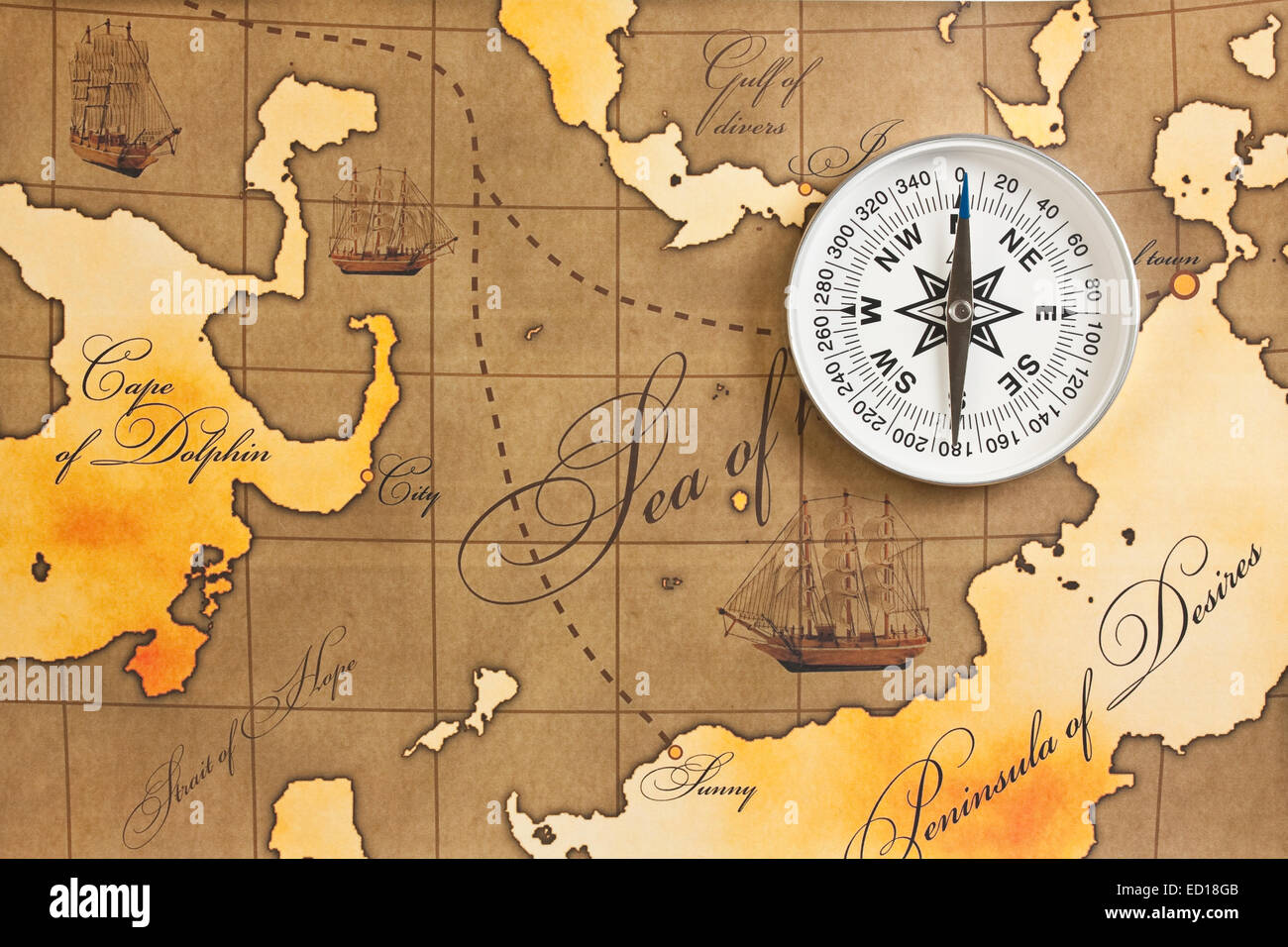 compass on a map Stock Photo - Alamy