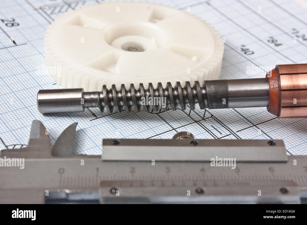 rotor electromotor and technical drawing Stock Photo - Alamy