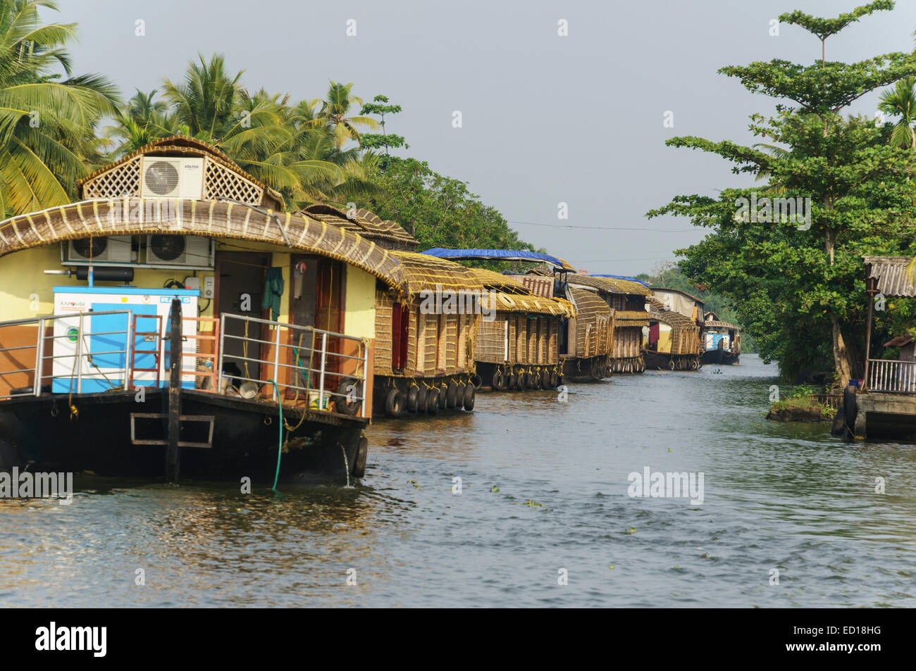 Kerala, India - houseboats on the Pamba river and canal complex of ...
