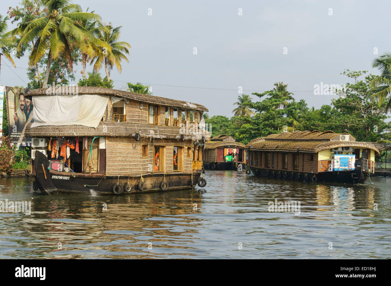 Kerala, India - houseboats on the Pamba river and canal complex of ...