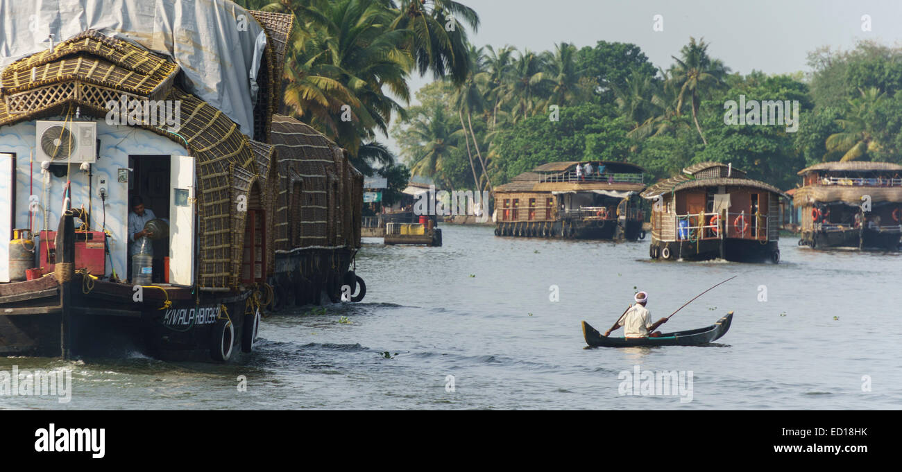 Kerala, India - houseboats on the Pamba river and canal complex of ...