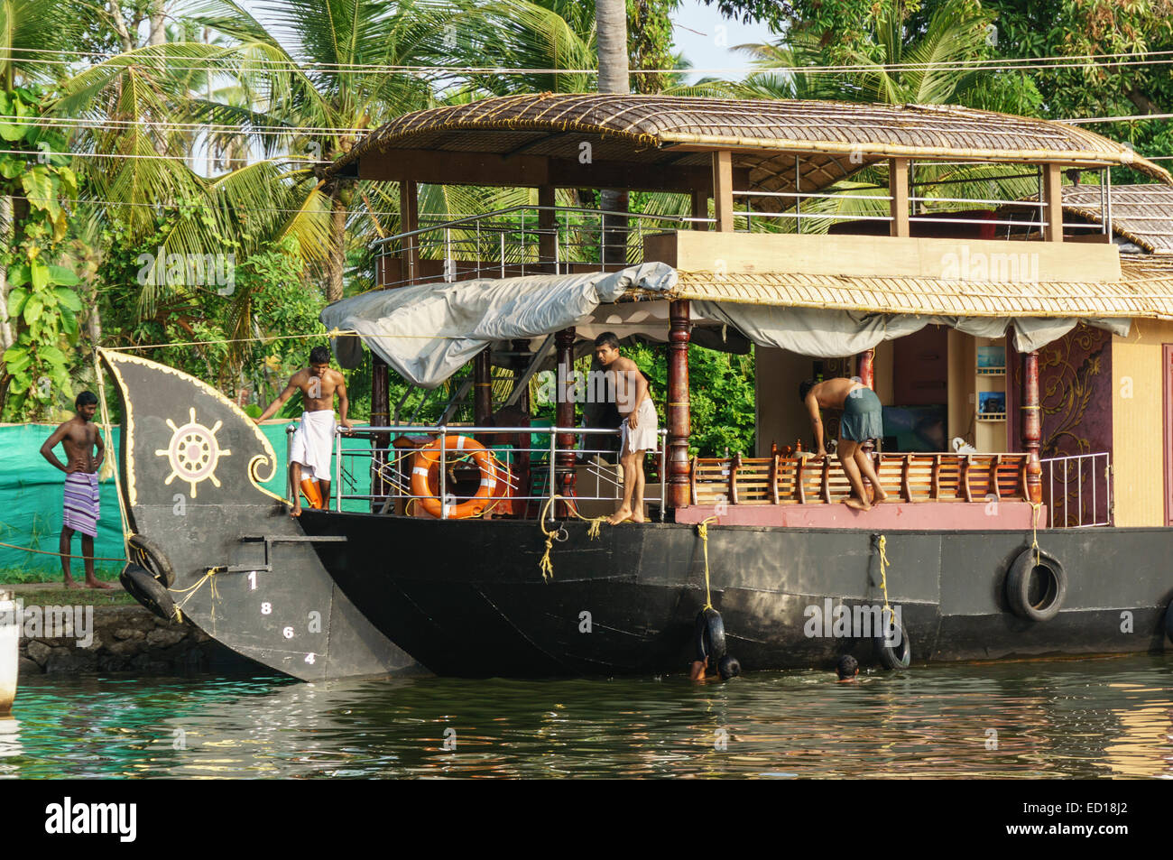 Kerala, India - houseboats on the Pamba river and canal complex of ...