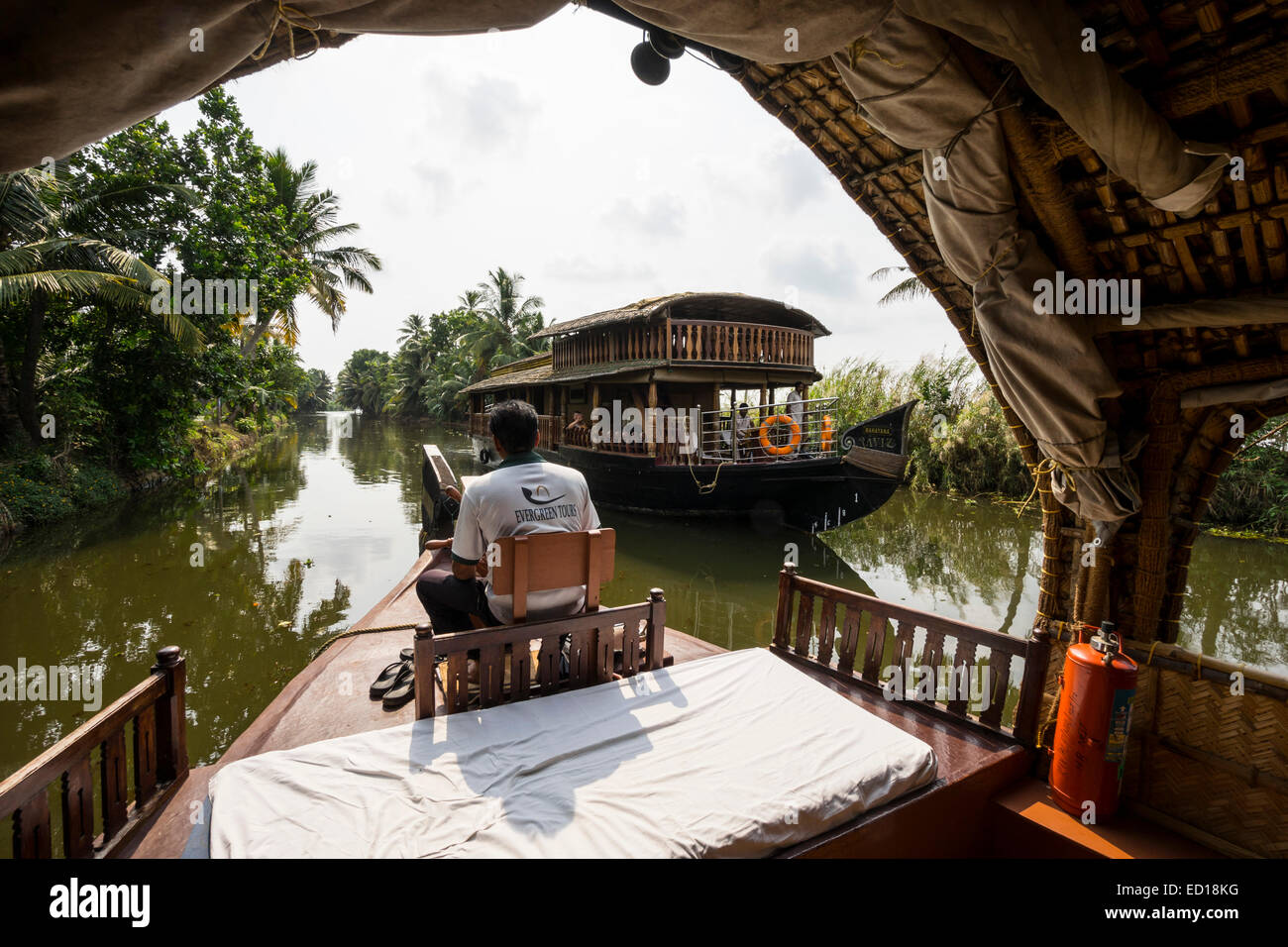 Kerala, India - Pamba river. Houseboats Stock Photo - Alamy
