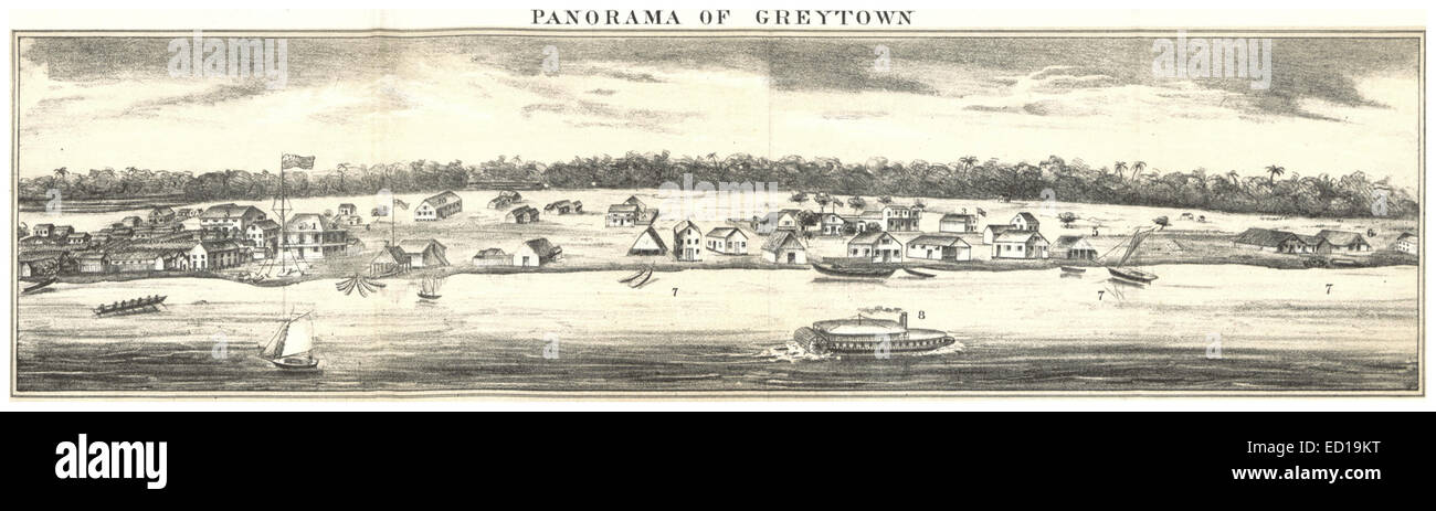 A panoramic view of Greytown, likely depicting the layout of the town ...