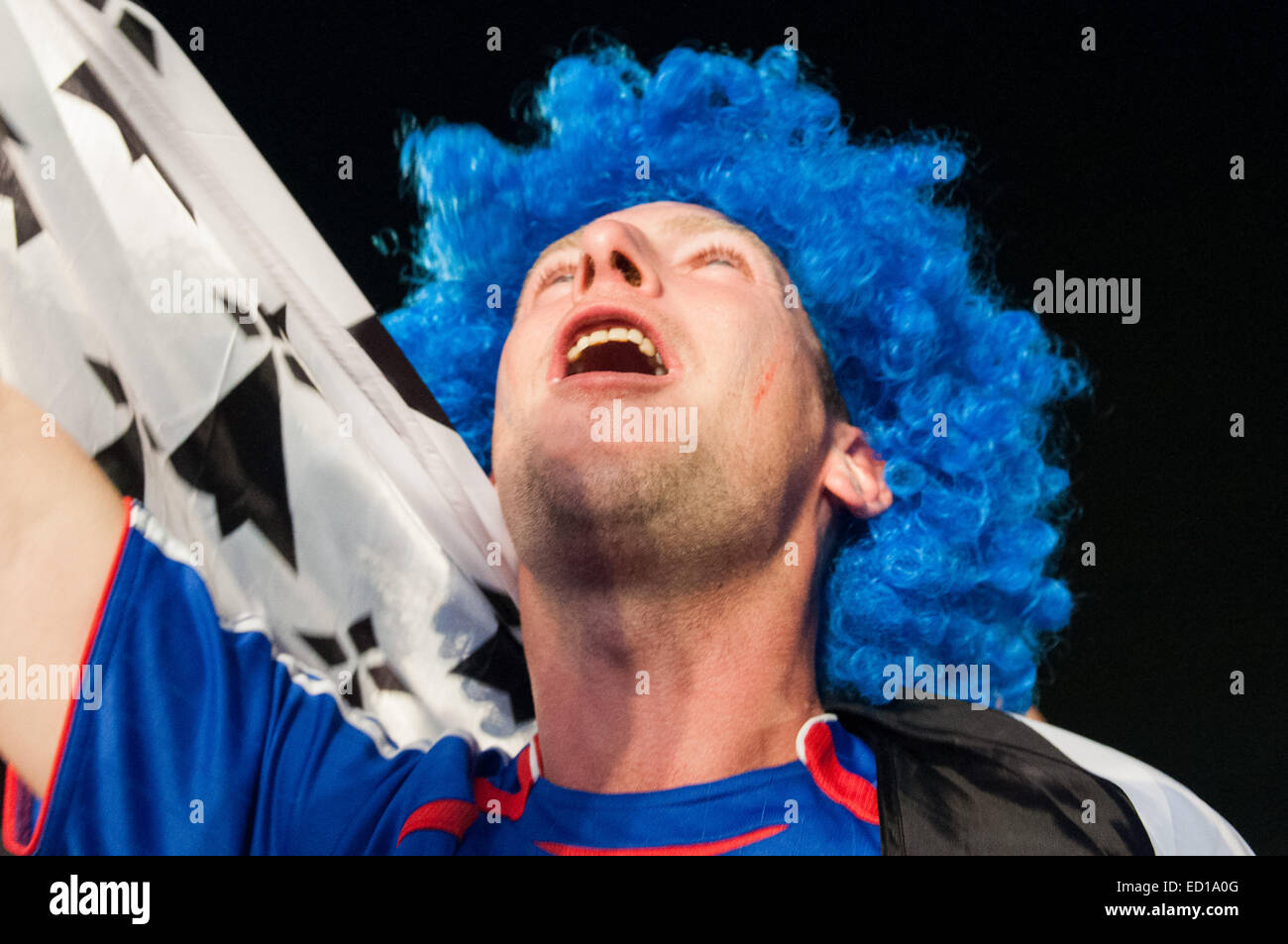 Fans at FIFA Fan Fest Rio de Janeiro watch the televised Group E match ...
