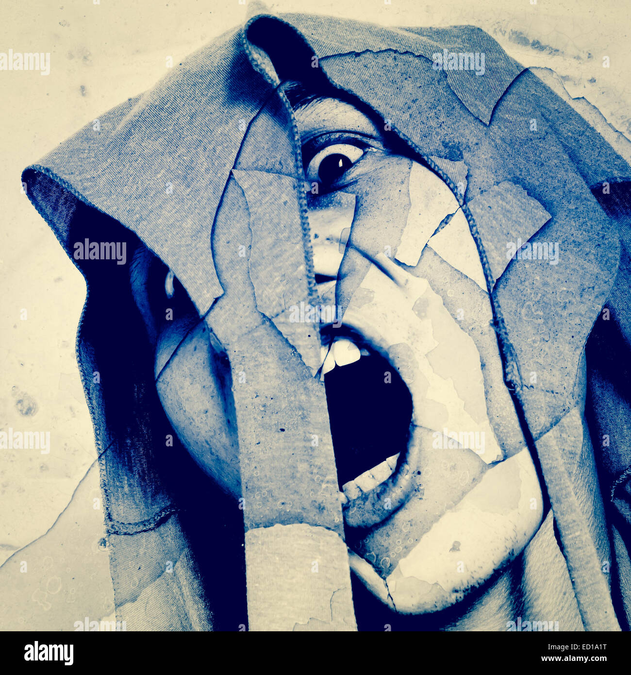 Ghost,Man Screaming On Shattered Grunge Wall Series,Horror Background ...