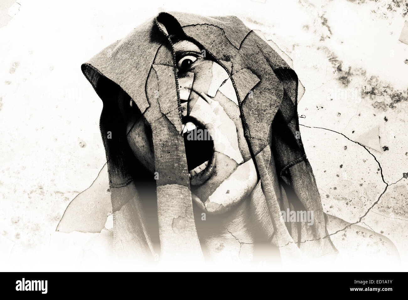 Ghost,Man Screaming On Shattered Grunge Wall Series,Horror Background ...