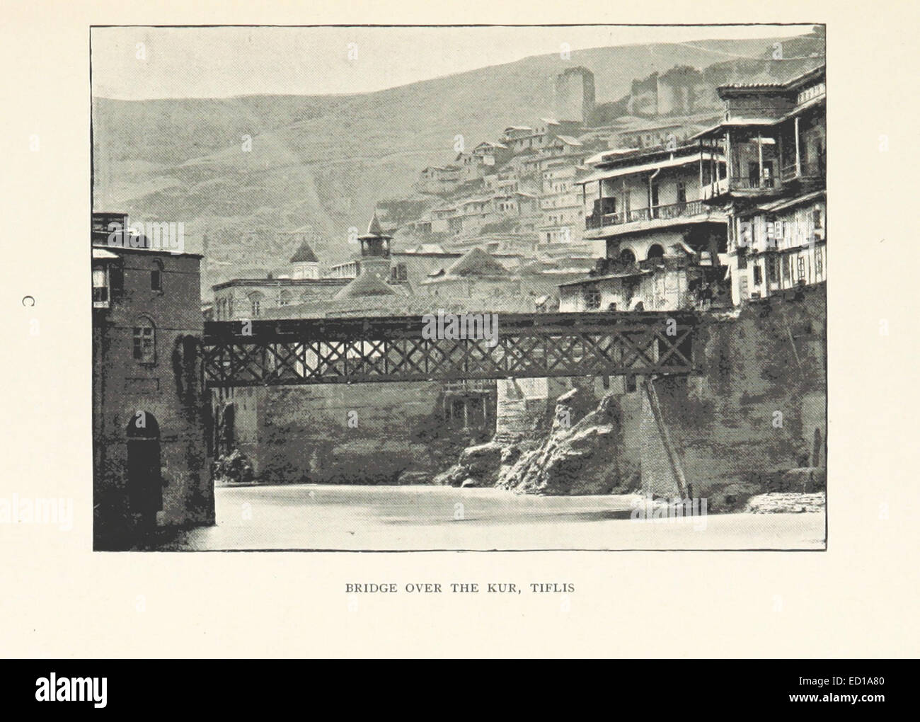 This illustration depicts the bridge over the Kur River in Tiflis (now ...