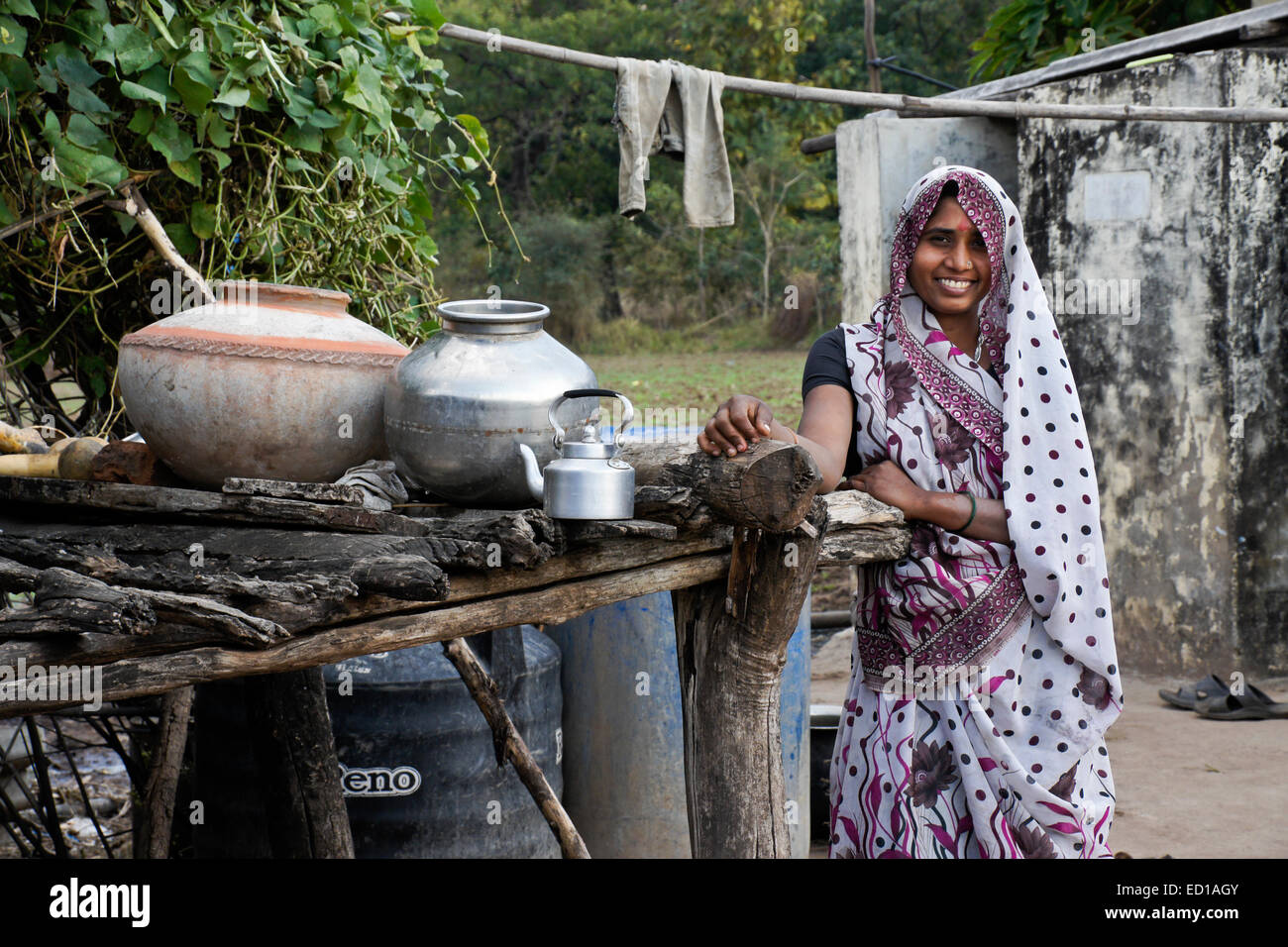 Woman of Rathwa tribe in her "kitchen," Gujarat, India Stock Photo - Alamy