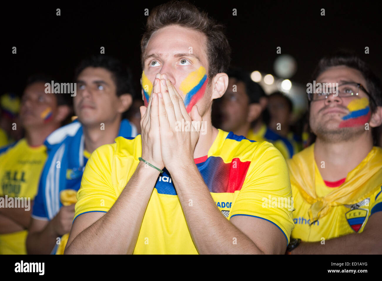 Fans at FIFA Fan Fest Rio de Janeiro watch the televised Group E match ...