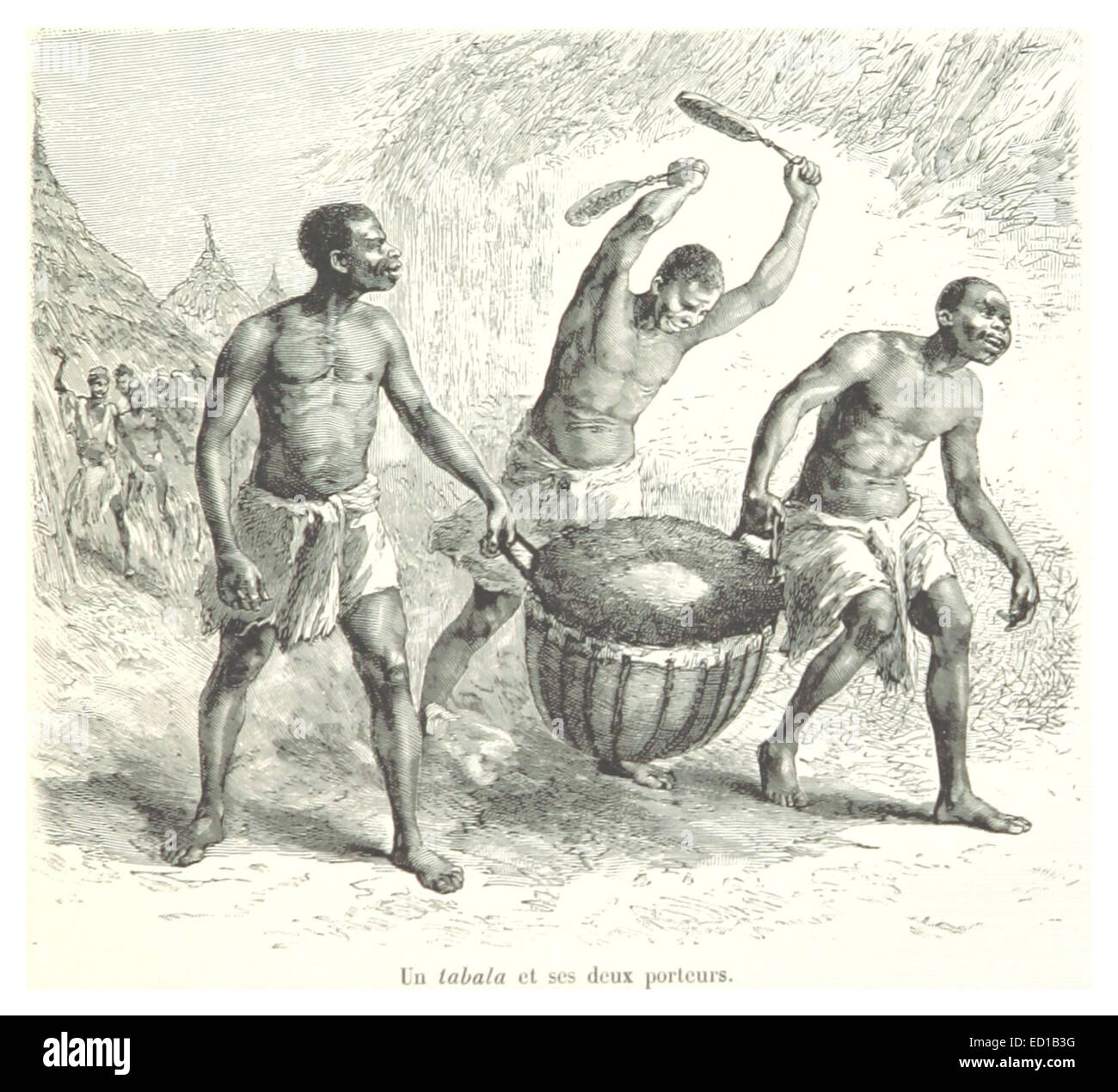 An illustration titled 'A Tabala and Its Two Bearers,' depicting a ...