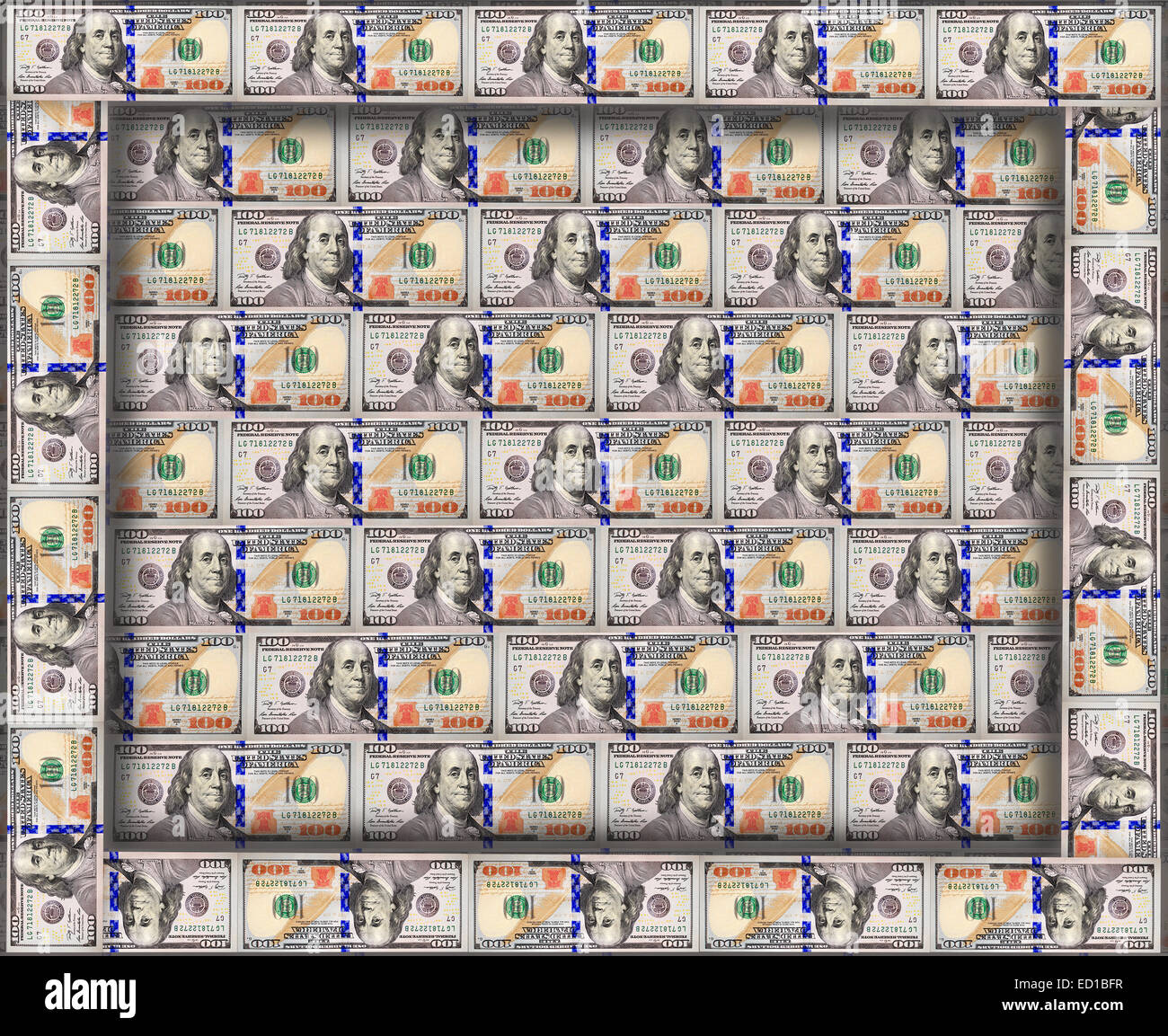 Frame from the dollars wall from dollar background Stock Photo - Alamy