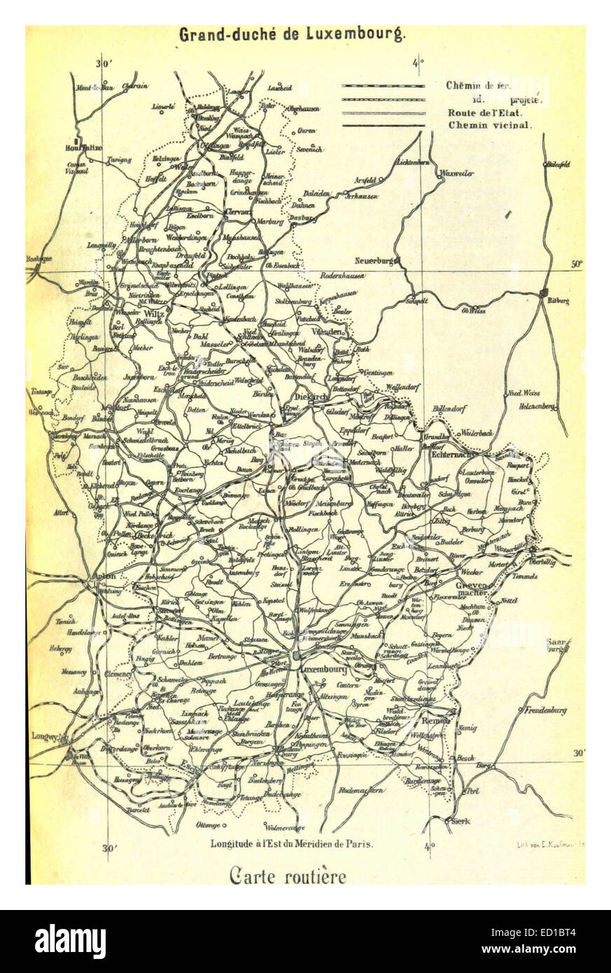 This historical road map, labeled 'Carte routiere', details key routes ...