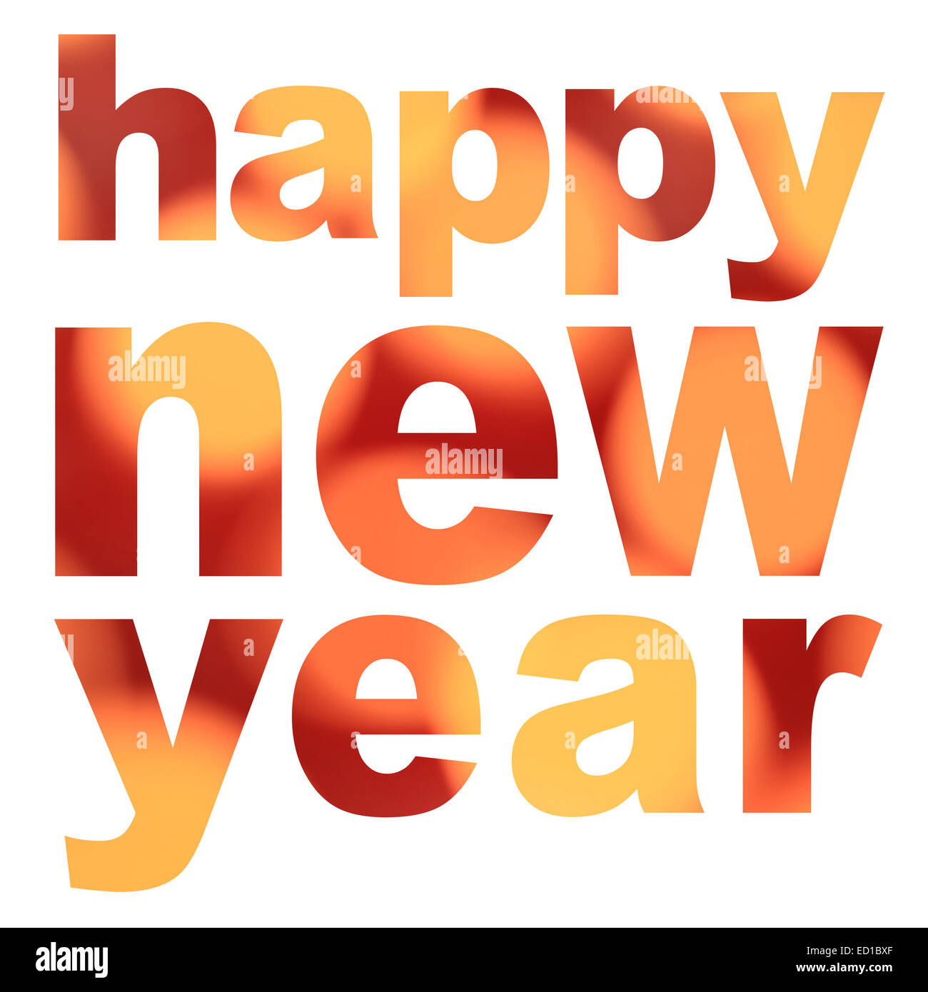 word happy new year made from bokeh picture on white background Stock ...