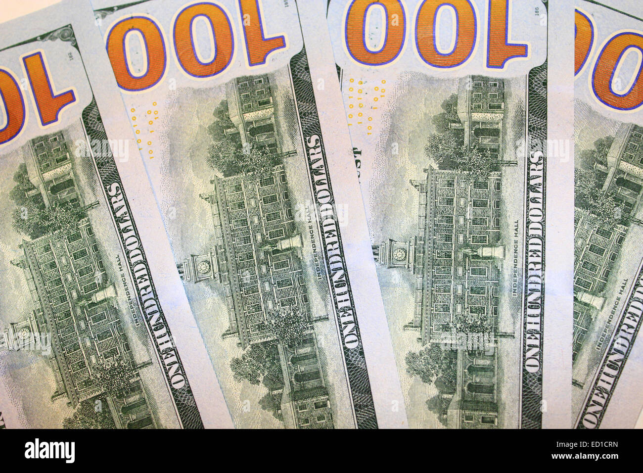 new hundred dollar bank notes isolated on the white background Stock ...