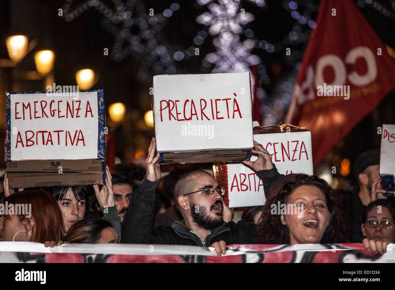 Palermo, Italy. 23rd Dec, 2014. Homeless, unemployed, students and ...