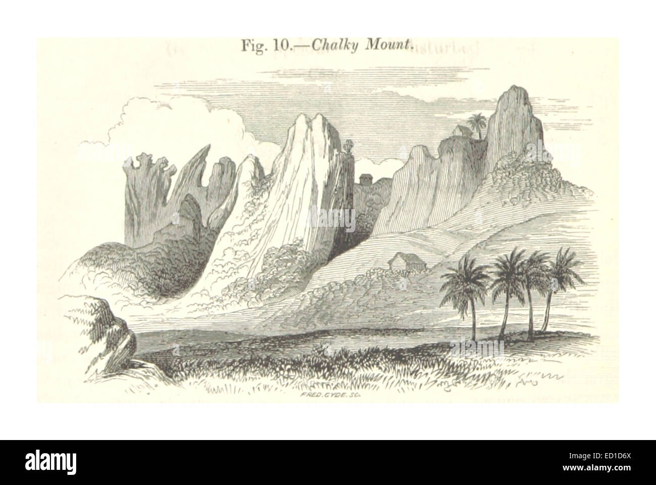 An illustration of Chalky Mount, a location depicted in the 19th ...
