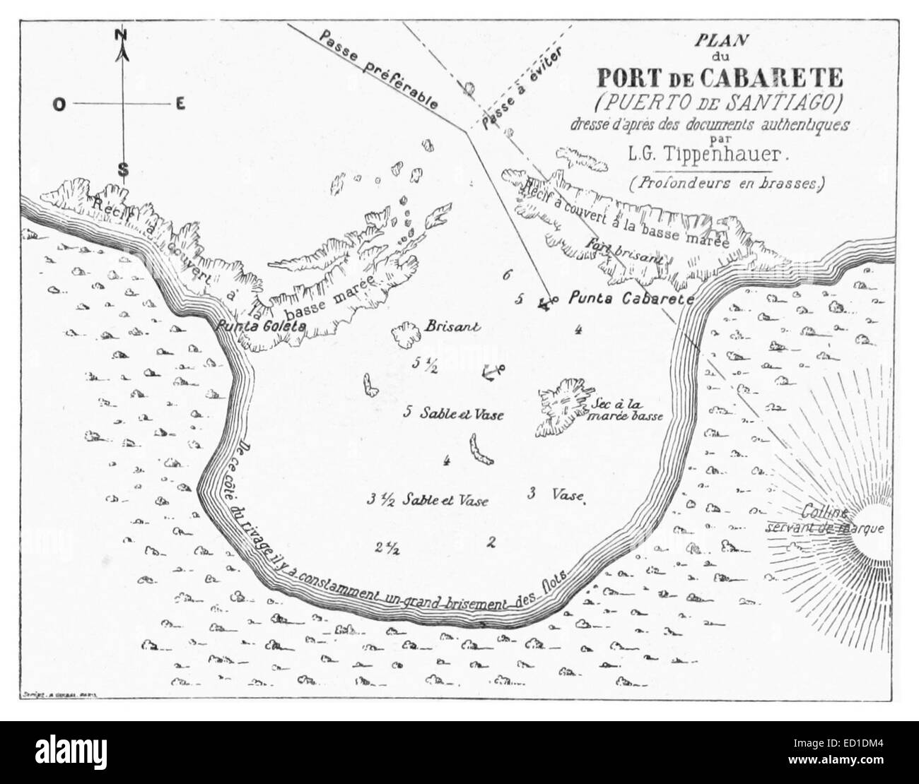 This historical map illustrates the port of Cabarete, depicting the ...