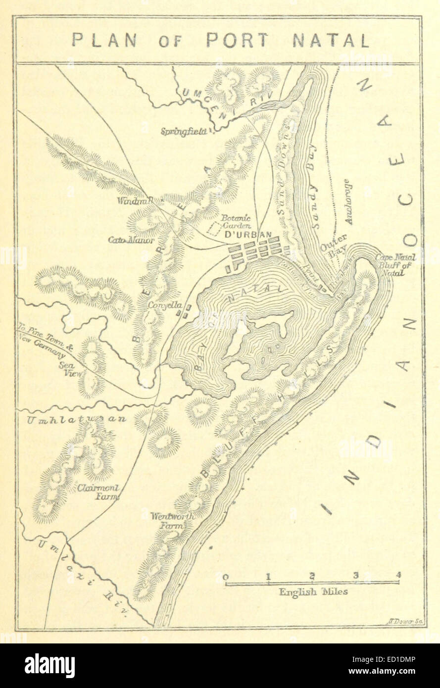 This historical map details the plan of Port Natal, providing ...