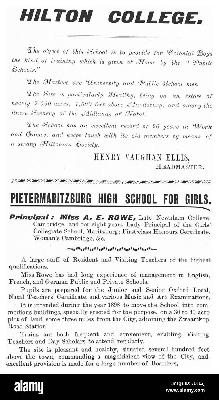 A 1898 advertisement from PMB showing various advertisements of the ...