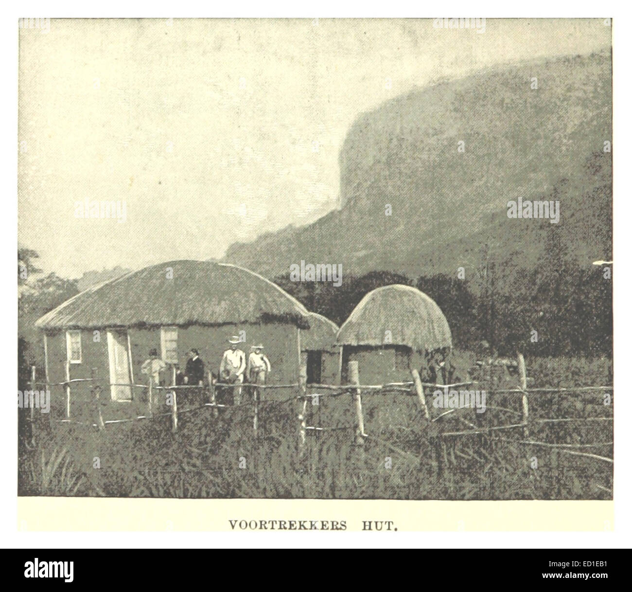 An 1898 image of a Voortrekkers hut, representing the early Dutch ...