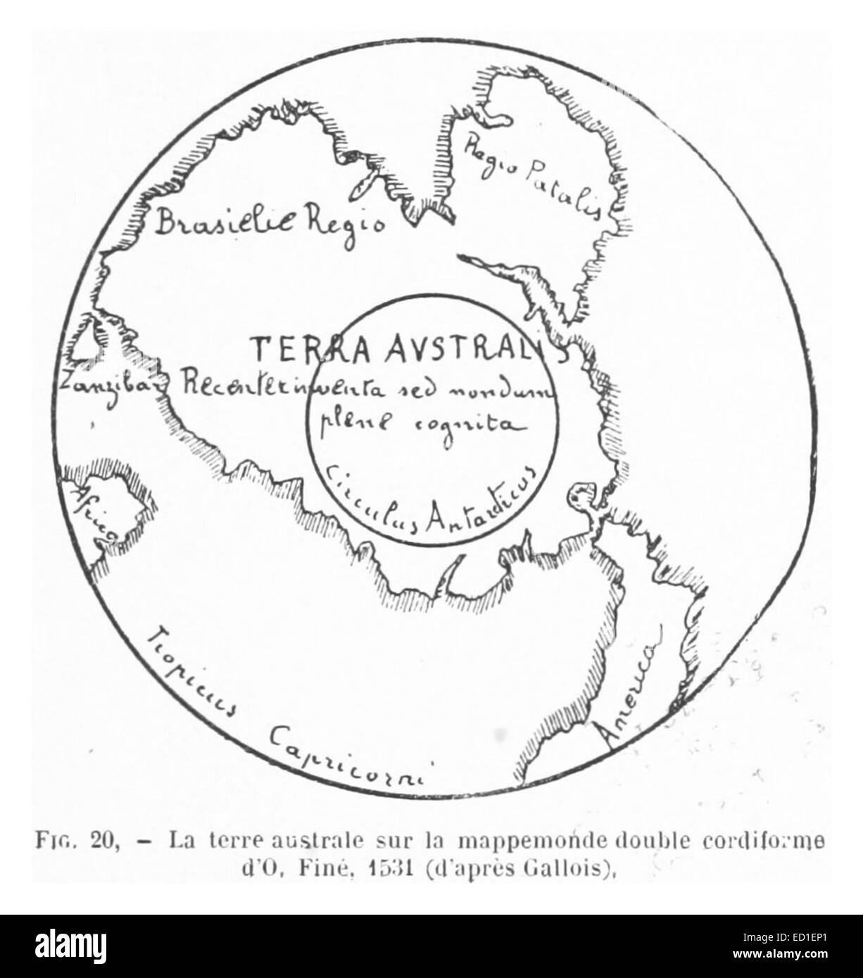 An 1893 illustration by Rinaud featuring the 1531 world map, 'La terre ...