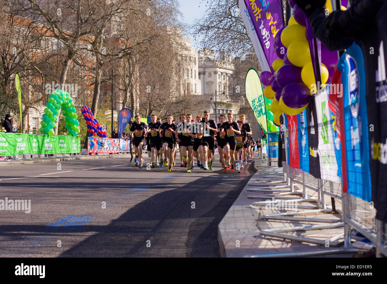 LONDON - APRIL 13: Unidentified children run the London marathon on ...