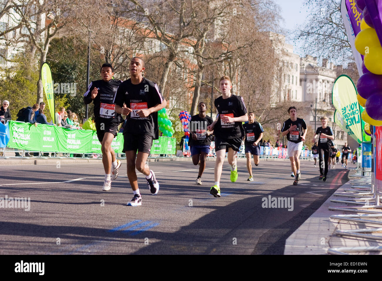 LONDON - APRIL 13: Unidentified children run the London marathon on ...