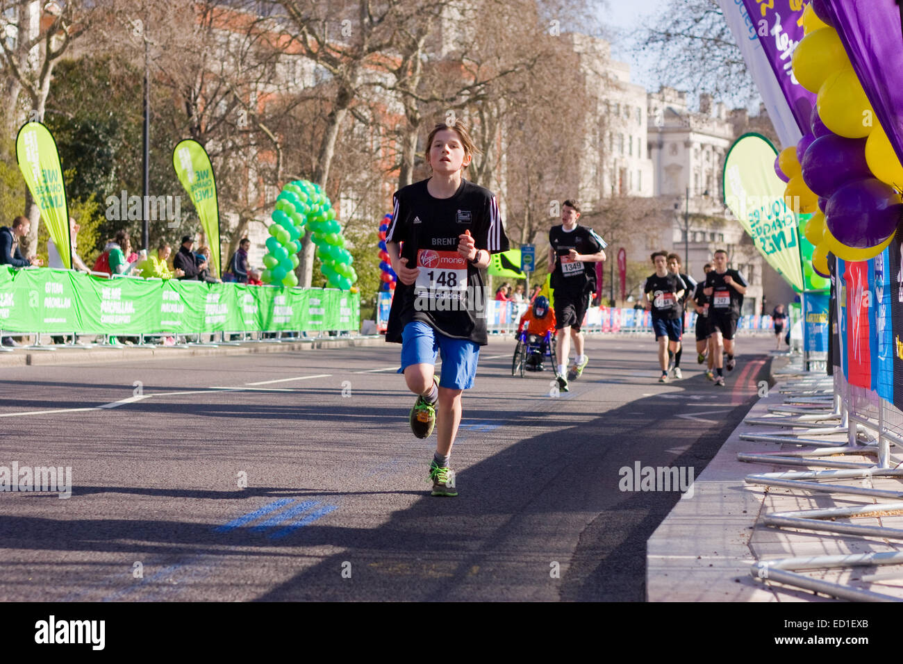 LONDON - APRIL 13: Unidentified children run the London marathon on ...