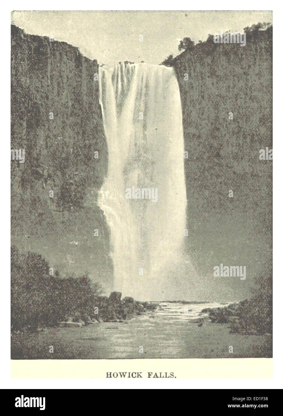 A 1898 illustration of Howick Falls in the KwaZulu-Natal province of ...