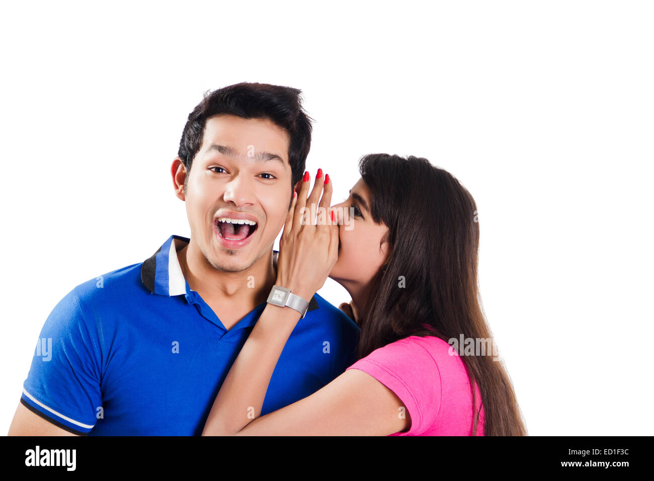 2 indian Beautiful Couple Whisper Stock Photo - Alamy