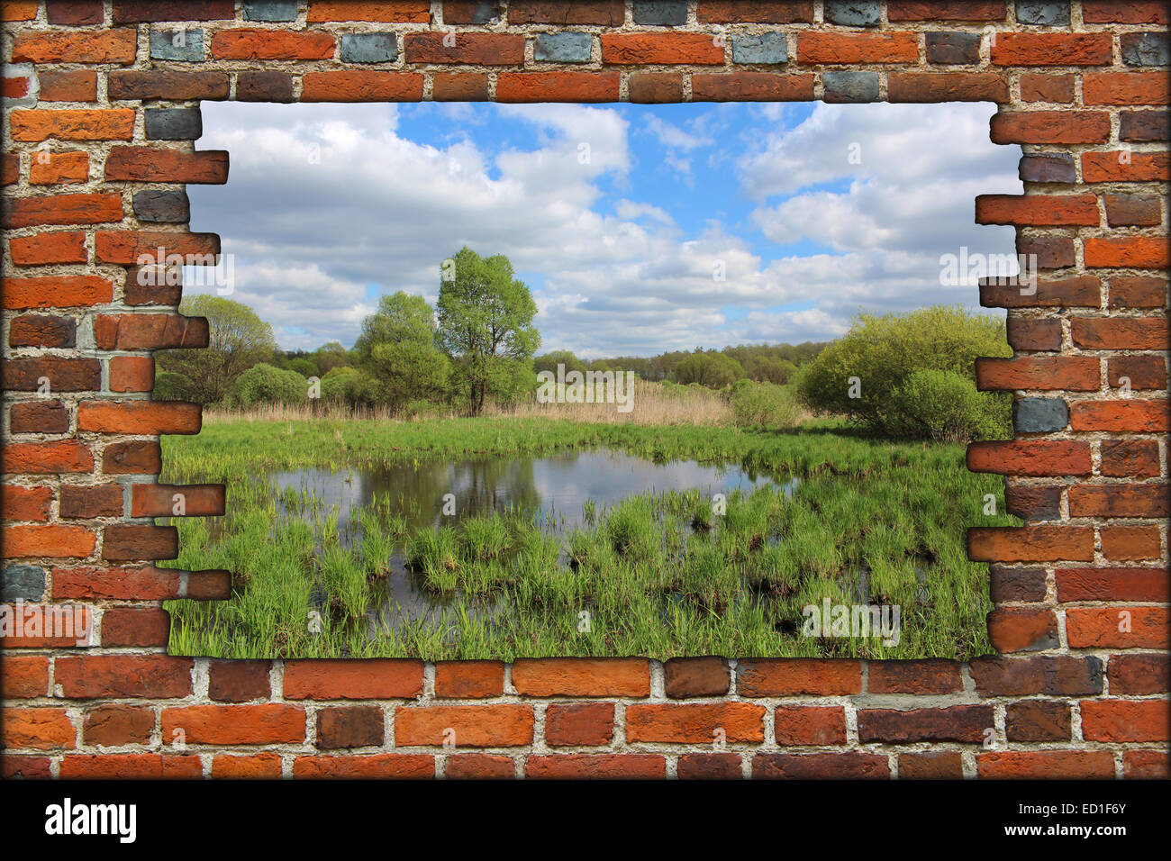 Brick wall hole broken hi-res stock photography and images - Alamy