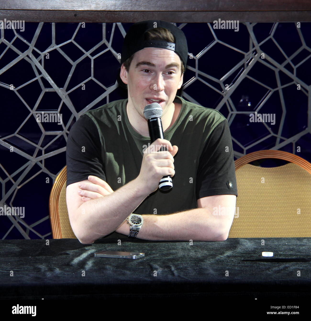 Netherlands own superstar DJ Hardwell speaks at a press conference at ...