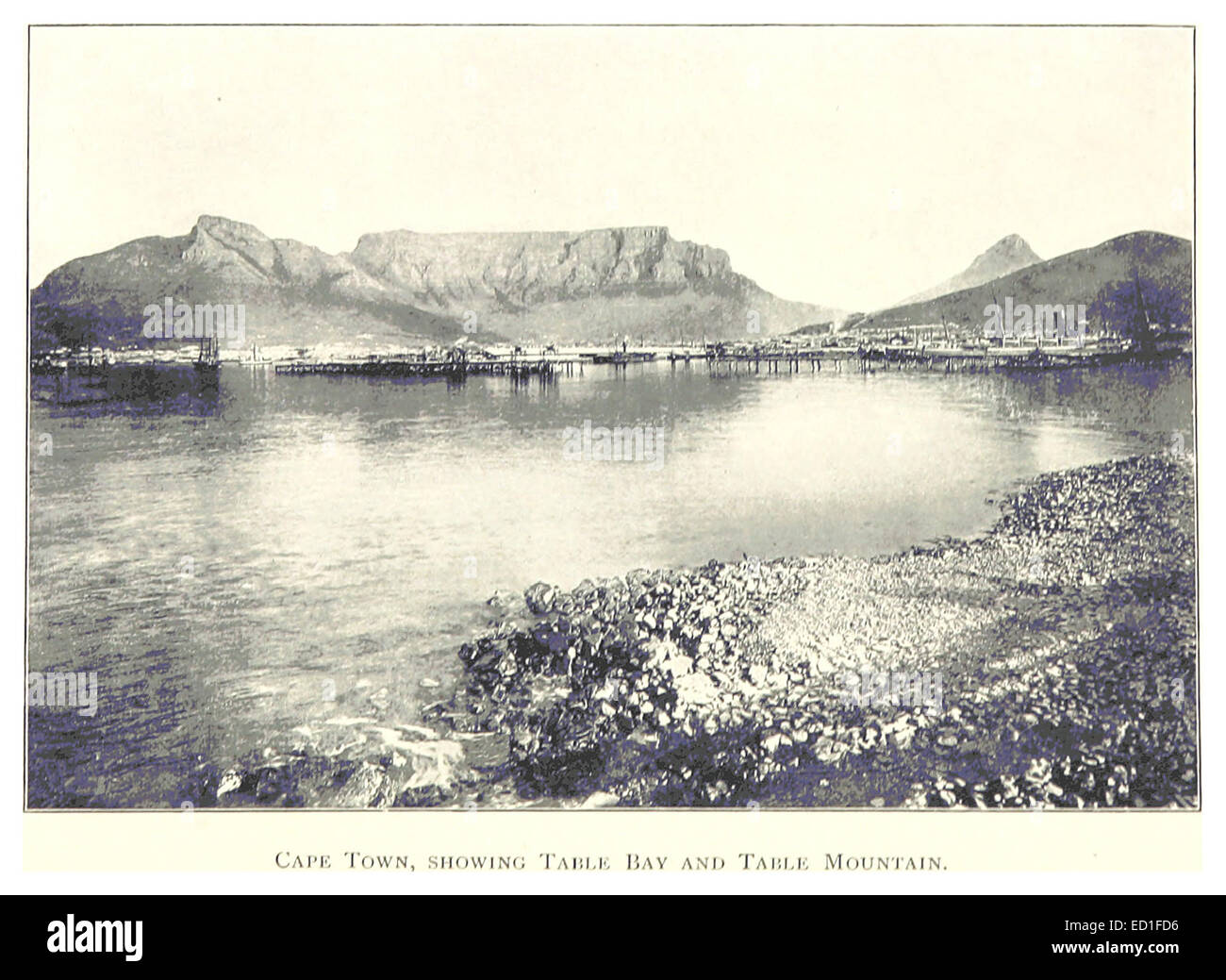 This 1899 illustration of Cape Town shows Table Bay and Table Mountain ...