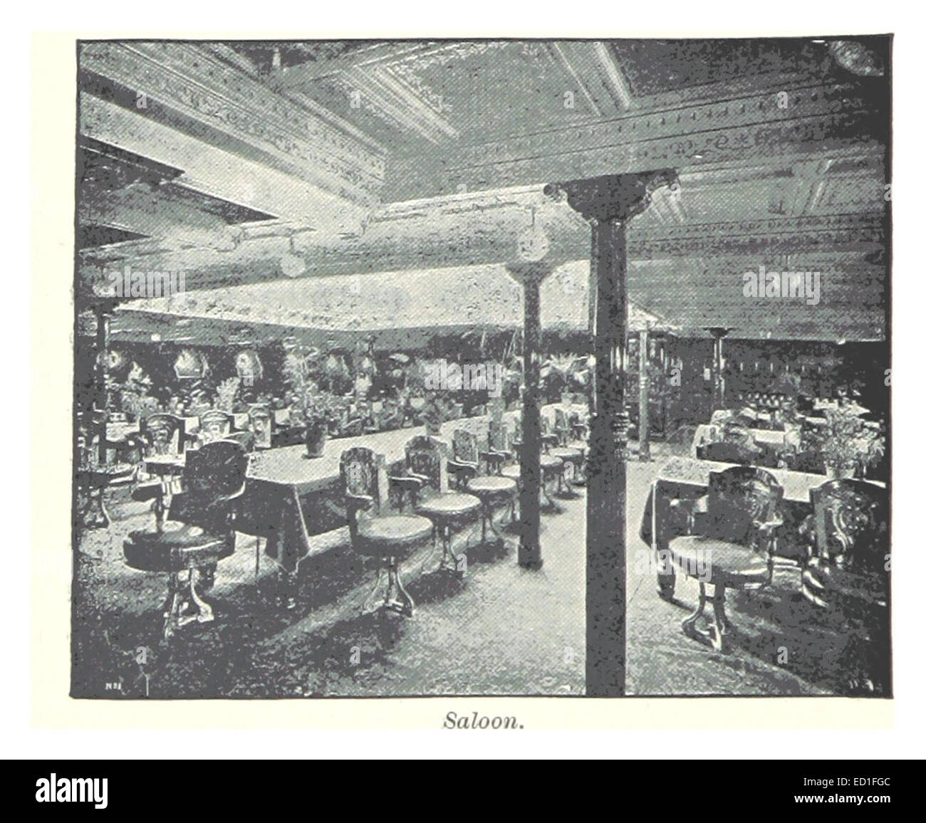 This 1896 illustration by Salmond shows a saloon, depicting the ...