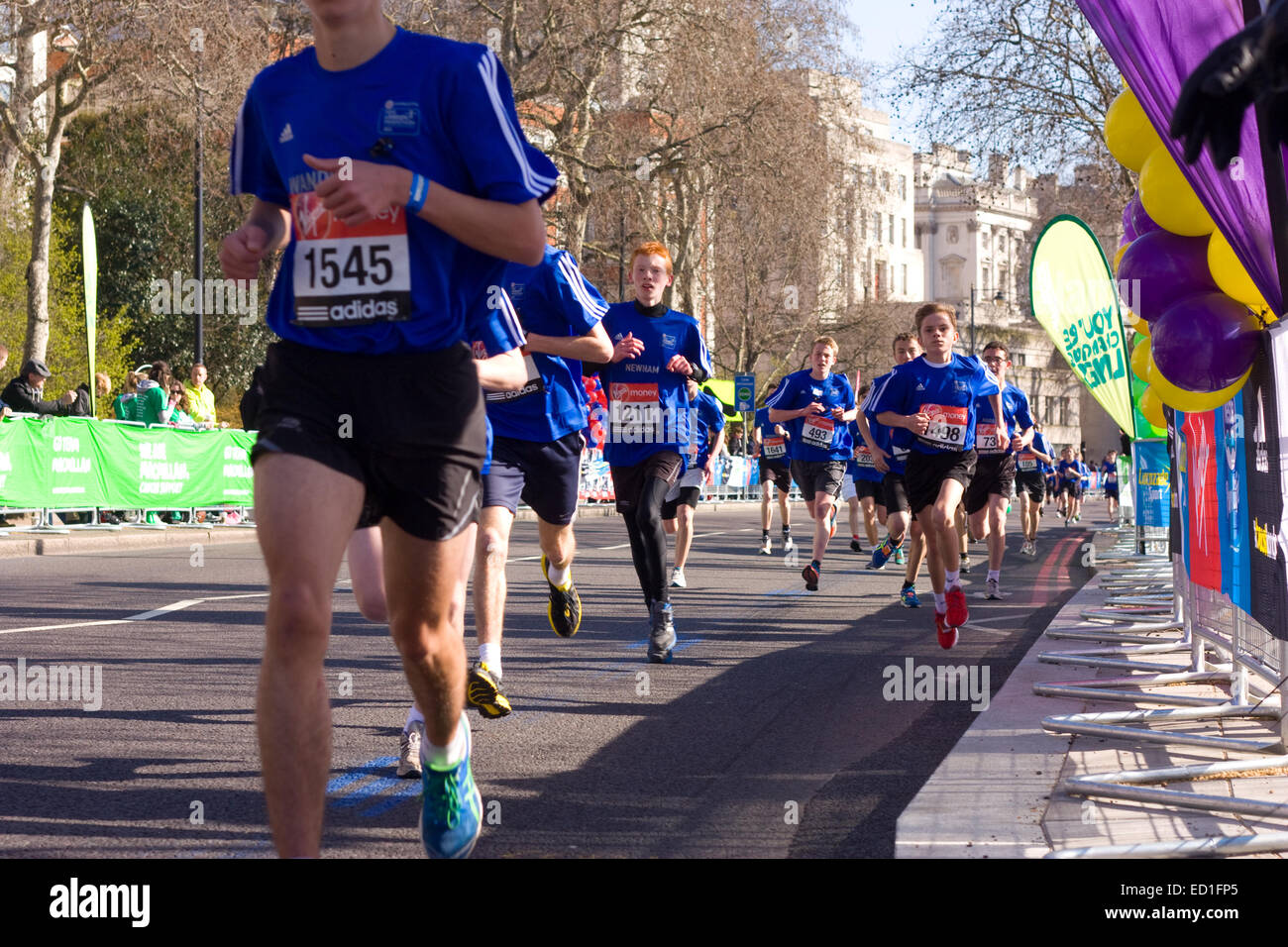 LONDON - APRIL 13: Unidentified children run the London marathon on ...