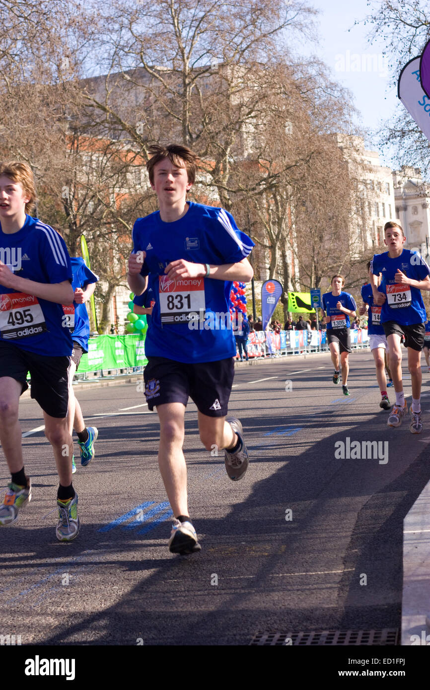 LONDON - APRIL 13: Unidentified children run the London marathon on ...