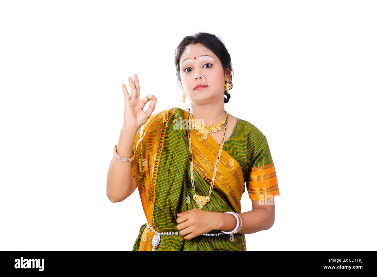 1 South indian Lady Ok sign Stock Photo - Alamy