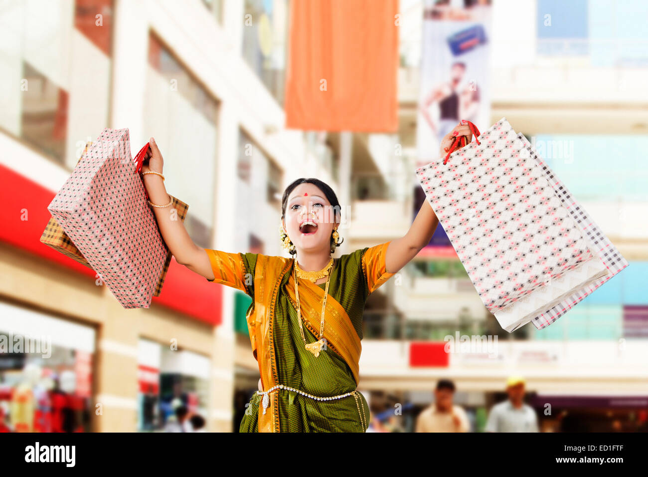 1 South indian Lady shopping mall shouting Stock Photo - Alamy