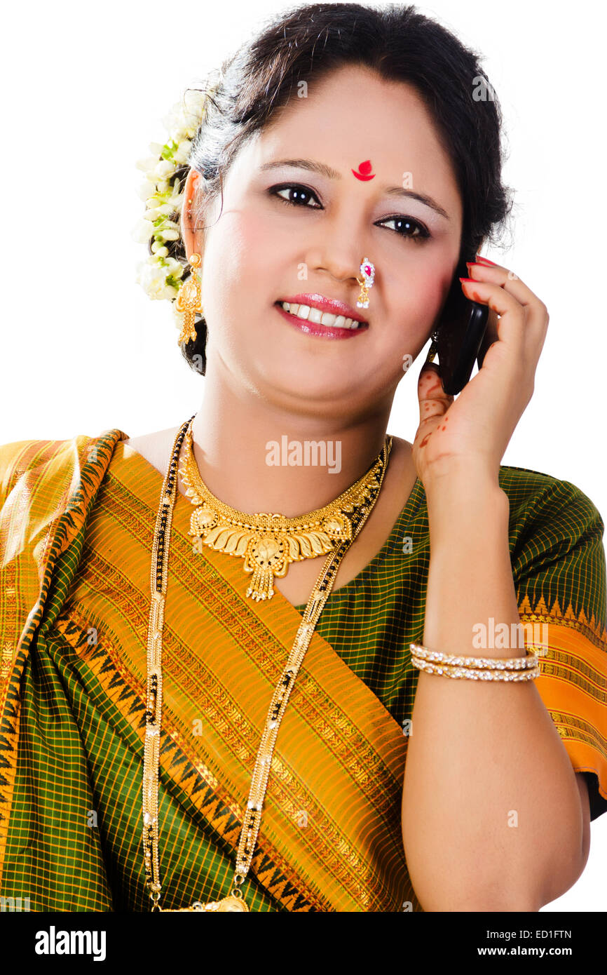 1 South indian Lady talking phone Stock Photo - Alamy