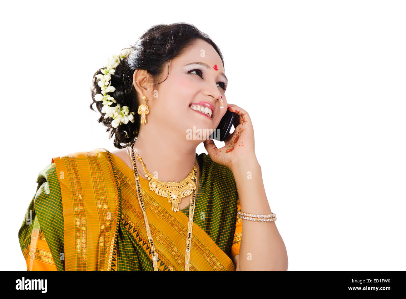 1 South indian Lady talking phone Stock Photo - Alamy