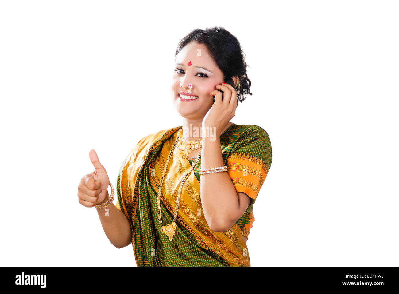 1 South indian Lady talking phone Stock Photo - Alamy