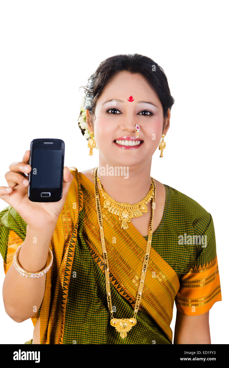 1 South indian Lady Showing phone Stock Photo - Alamy
