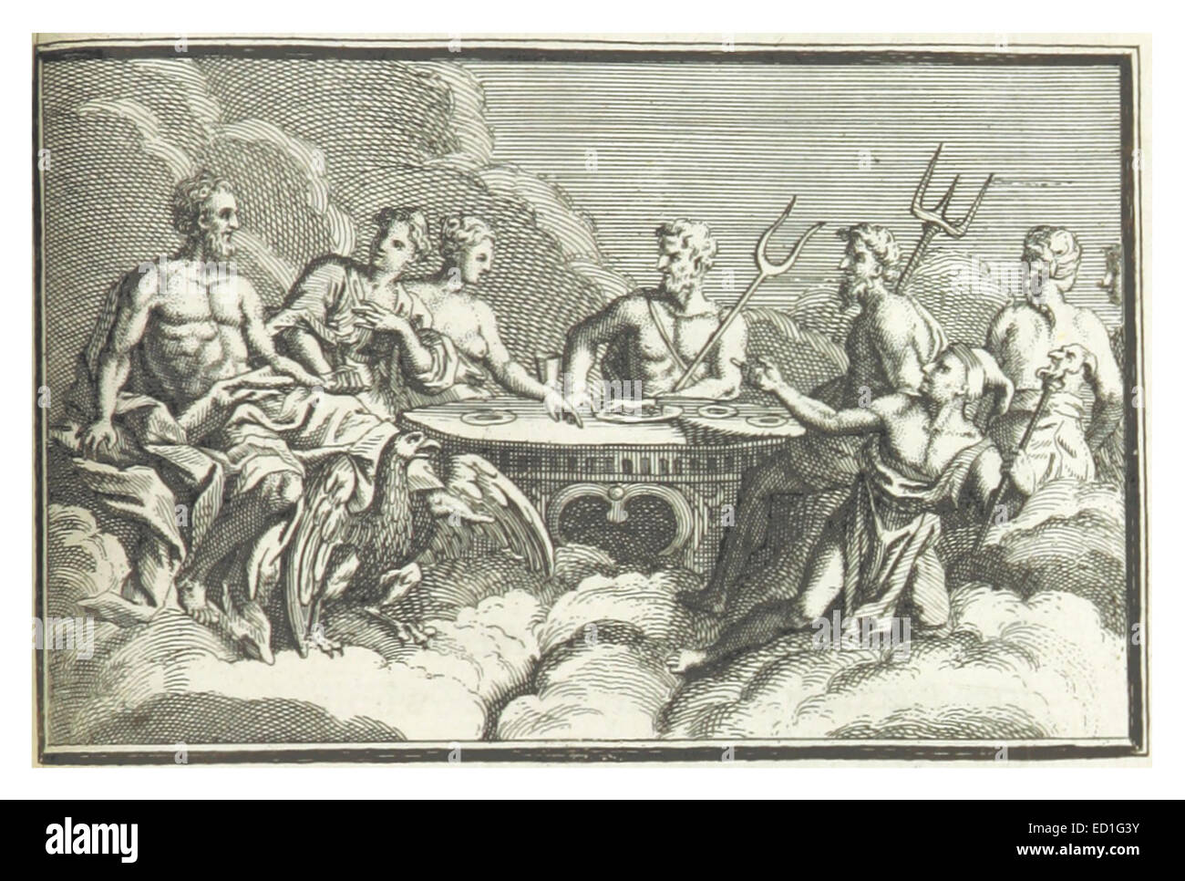 This 1740 illustration by Sheffield depicts 'A Feast of the Gods,' a ...