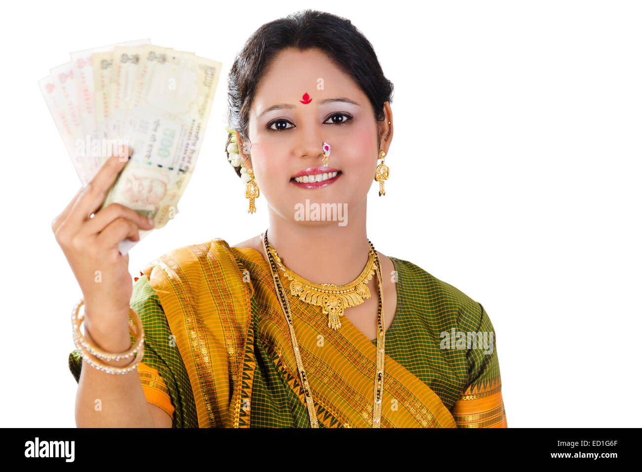 1 South indian Lady showing money Stock Photo - Alamy