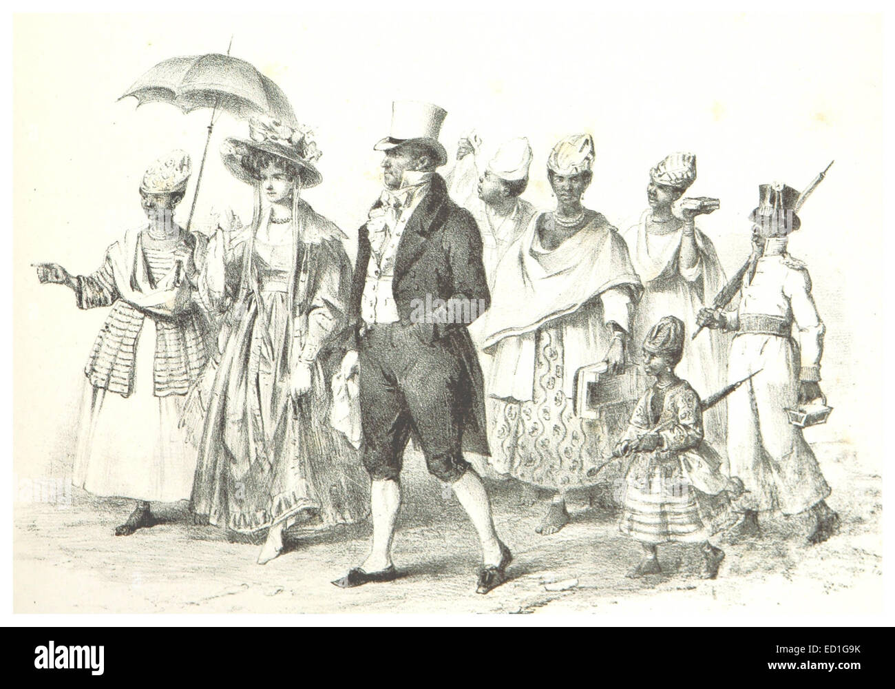 This 19th-century illustration shows prominent individuals heading ...